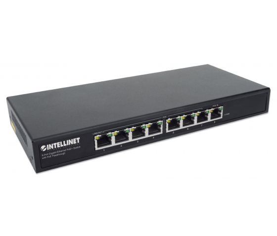 8-poorts Gigabit Ethernet switch met PoE Passthrough voor netwerken